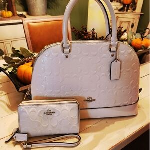 Coach | Bags | Coach Signature Cora Ivory Patent Leather Dome Satchel ...